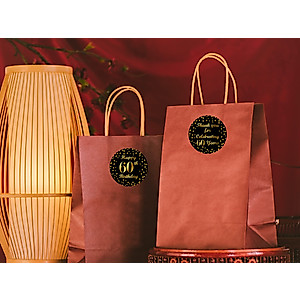 60th Birthday Round 2 Inch Big Glossy Stickers, Thank You for Celebrating 60 Years Black and Gold Labels, Great for Party Favors, Decorations, Tags, Gift Bags and Supplies. Made in USA