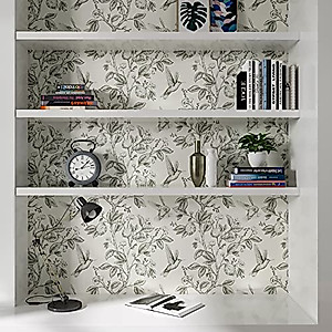 CHIHUT 17.7 inch × 236 inch Green Floral Peel and Stick Wallpaper Birds Self Adhesive Removable Wallpaper Waterproof Lemon Tree Floral Leaf Wall Decals Vinyl Prepasted for Bathroom Nursery Wall Decor