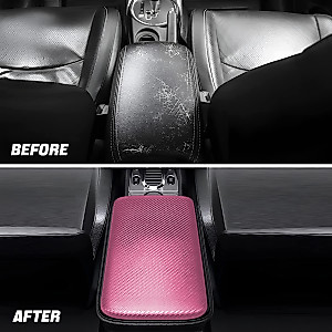 AUCELI Car Center Console Cover, Auto Armrest Protector Pad, Carbon Fiber PU Leather Seat Box Cover, Waterproof Middle Consoles Cushion for Arm Rest, Car Accessories for Truck SUV