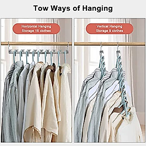 Space Saving Hangers Upgraded - 5 Pack Adjustable 6 to 9 Holes Magic Clothing Hangers, Sturdy Metal Closet Organizers and Storage Hangers Space Saving for Heavy Clothes, College Dorm Room Essentials