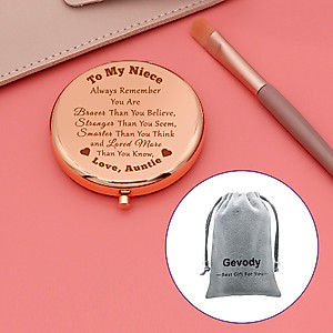 Niece Compact Mirror Niece Gifts from Auntie Inspirational Gifts for Her from Auntie Encouragement Folding Makeup Mirror for Girls from Aunt Birthday Presents Christmas Graduation Wedding Presents