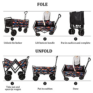 Nu Trendz Folding Wagon Cart, with All Terrainl Wheels, Heavy Duty Folding Wagon, Applies to Outdoor Camping