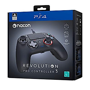 NACON PlayStation 4 Controller - Wired, USB-C, 4 Configurable Shortcut Buttons, Dual Concave Customizable Sticks, LED Player Status Indicator