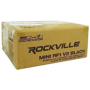 Rockville Mini RF1 V2 Black Recharegable Wash Light, RGBWA+UV, 12 Watts,| 4-Channel RF with Incldued Remote, 15 Hours Battery Life, Perfect for Parties, DJs, Events