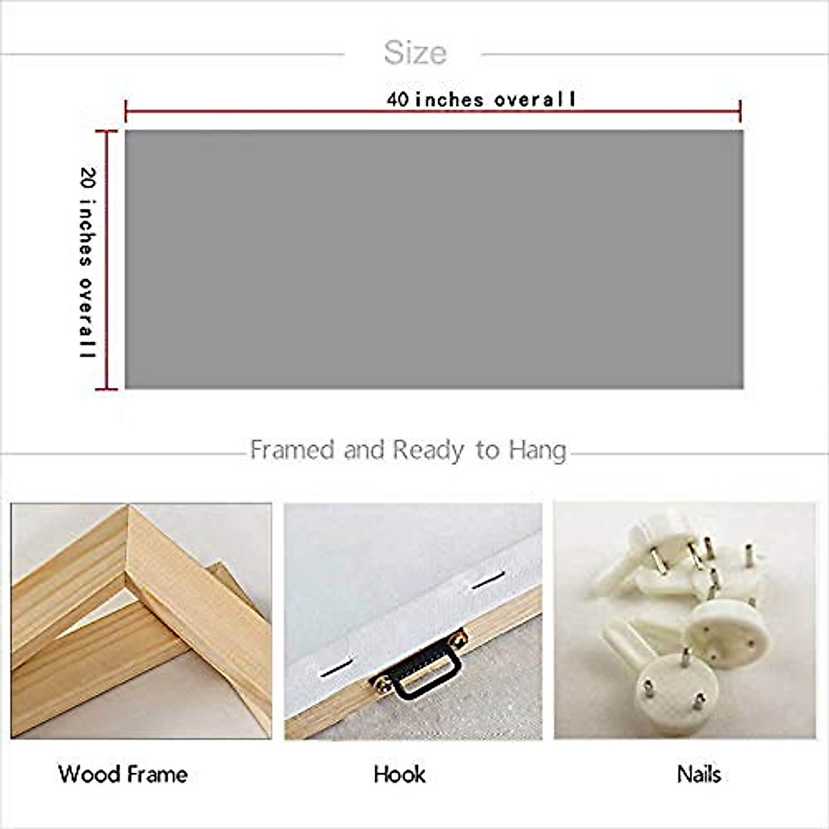 Arjun Lake Canvas Wall Art Blue Mountain Sky Nature Landscape Boat Picture Artwork Modern Spring Painting Framed Large for Living Room Bedroom Bathroom Dinning Room Home Office Wall Decor, 40"x20"