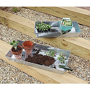 Achla Designs Antique Galvanized Steel Rectangular Plant Tray- 29 in