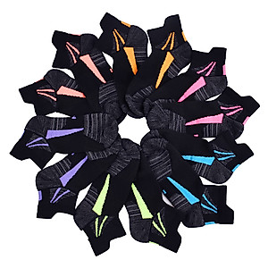 J.WMEET Womens Ankle Socks Athletic Cushioned Breathable Performance Sport Tab Cotton Quarter Women's Running Socks 6 Pack 5-9