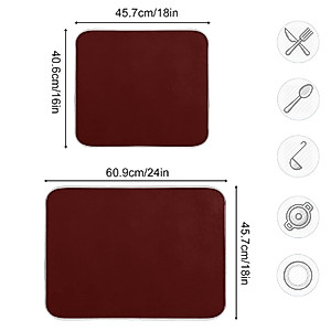 Burgundy Large Dish Drying Mat Xl for Dishes Kitchen Accessories Counter Microfiber Dish Drainer Pad Heat Resistant Mat Decor 18x24 Inch