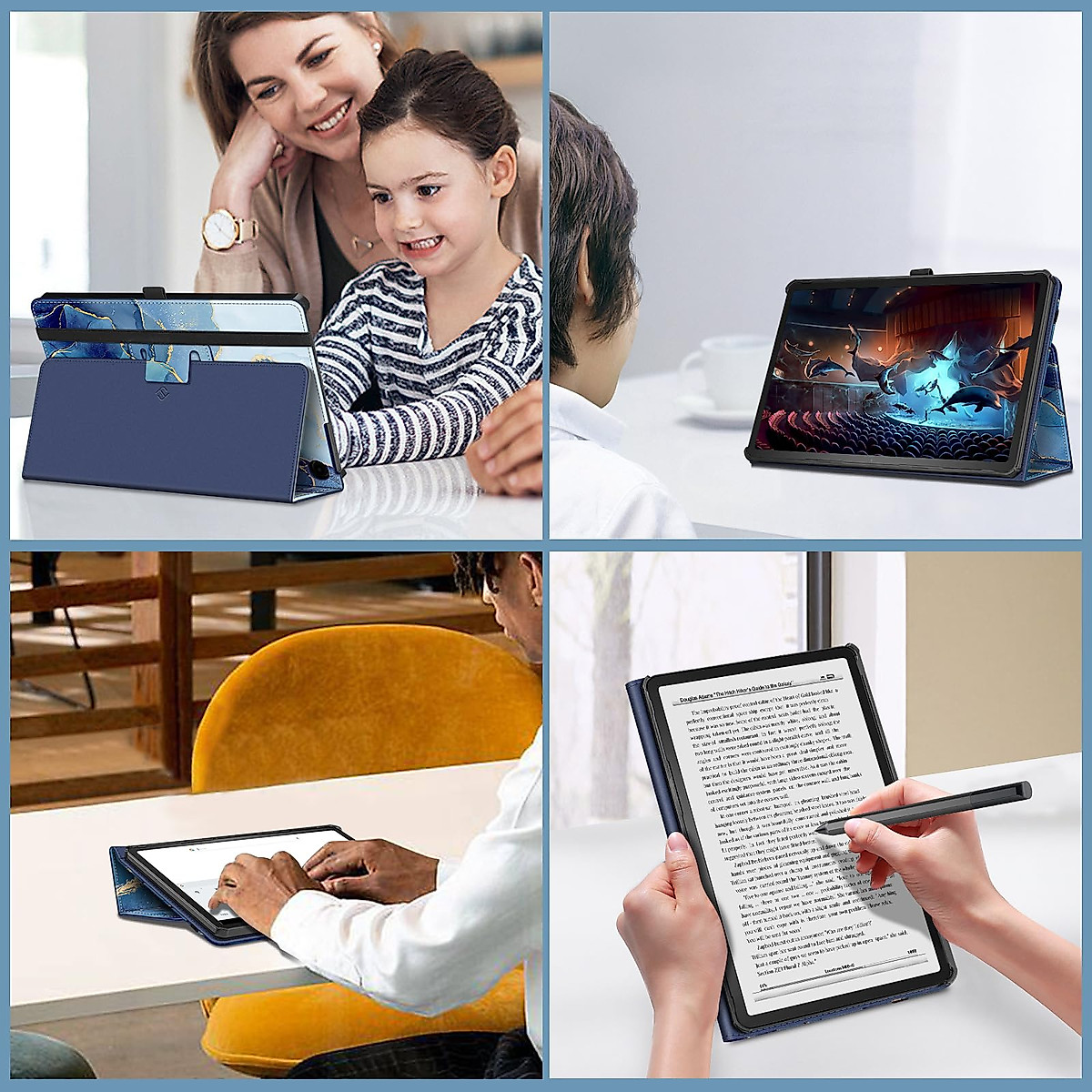 Fintie Folio Case for Amazon Fire Max 11 (13th Generation, 2023 Release) - Premium Vegan Leather Slim Fit Folding Stand Cover for Fire 11 Max Tablet with Auto Sleep/Wake, Ocean Marble