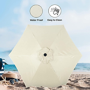 Simple Deluxe 9FT Outdoor Patio Umbrella Table Market Umbrella with Push Button Tilt and Crank, 8 Sturdy Ribs, UV Protection Waterproof for Garden, Lawn, Deck, Backyard, Pool, Creamy White