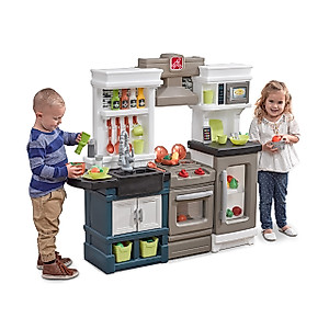 Step2 Modern Metro Kitchen Set for Kids, Indoor/Outdoor Play Kitchen Set, Interactive Play with Lights and Sounds, Toddlers 2+ Years Old, Realistic 33 Piece Kitchen Toy Accessories, Easy Assembly