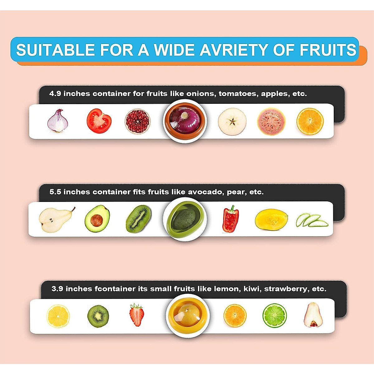 GuangMaii Silicone Fruit Storage Box, 4Pack Reusable Fruit and Vegetable Storage Containers, Fridge Keep Fresh Stretch Storage Pod with Lid for Lemons Garlic Tomato Peper Potatoes (Mix, 4Pack)