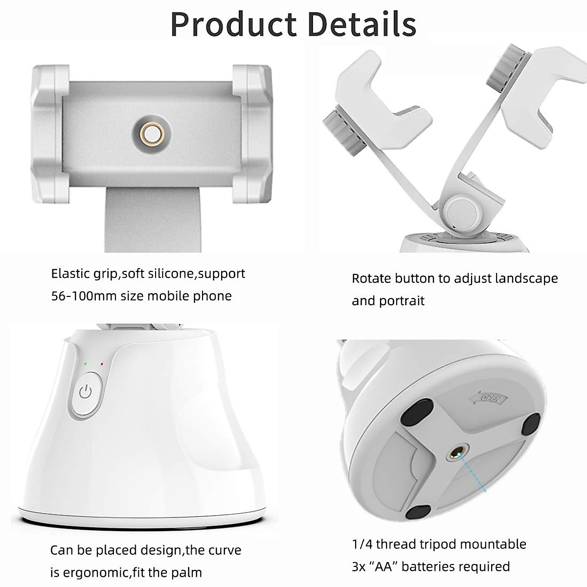 Gimbal 360 Rotation Auto Face & Object Tracking Vlog Shooting Smartphone Mount Holder Apai Genie 1(White)