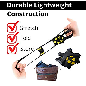 Limm Ice Snow Traction Cleats - Medium Lightweight Crampon Cleats for Walking on Snow & Ice - Portable Anti Slip Grippers Fasten Quickly & Easily Over Shoes, Boots and Other Footwear