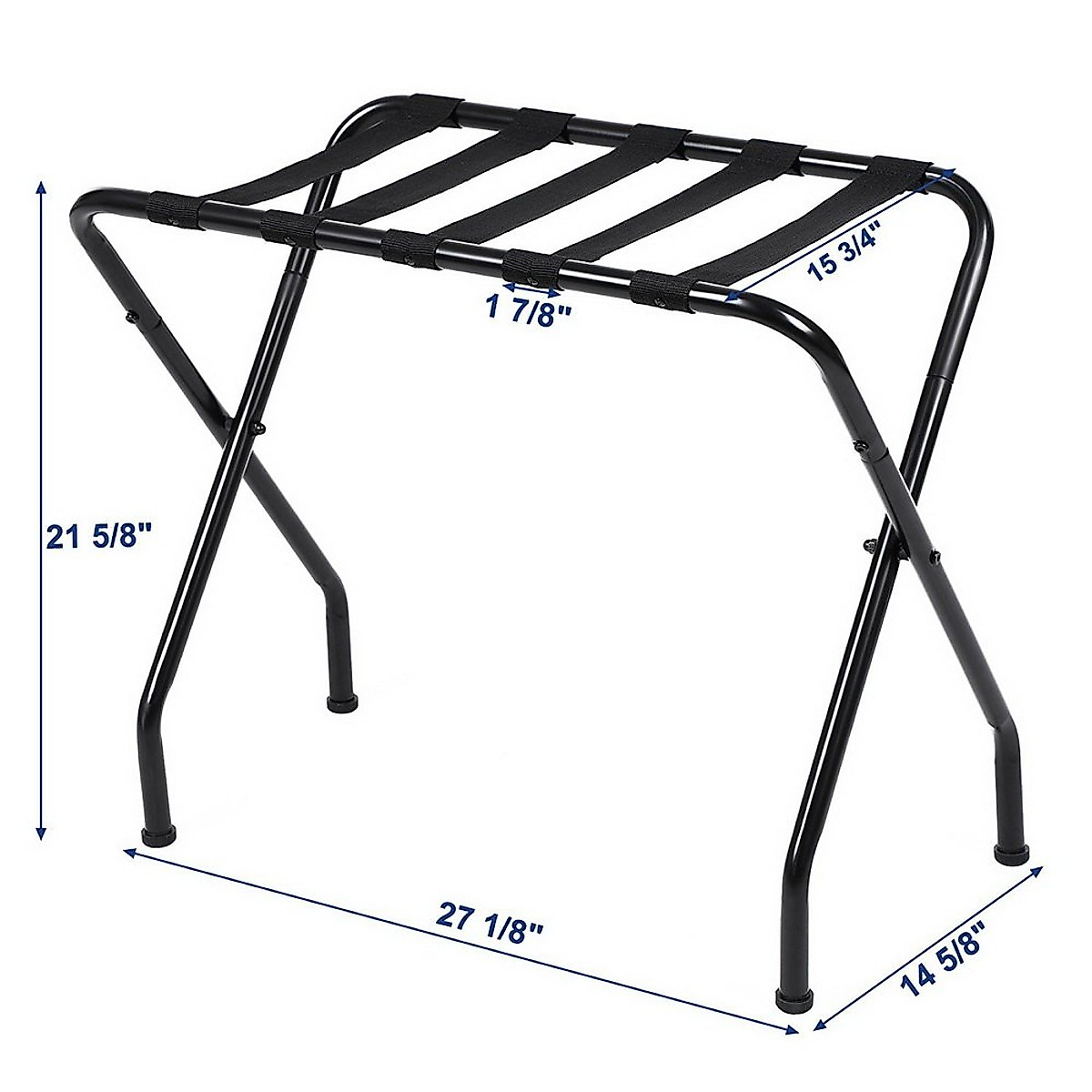 Guangshuohui Metal Folding Luggage Rack,26.77 x 15.75 x 22'' Portable Steel Folding Suitcase Stand for Guest Room Bedroom Hotel,Black