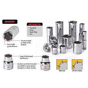 GEARWRENCH 10 Pc. 1/4" Drive 6 Pt. Deep Socket Set, SAE - 80305