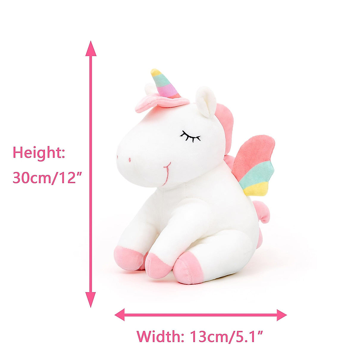 Lazada Unicorn Stuffed Animal Plush Toys Girls Gifts with Rainbow Wings White 12 Inches…