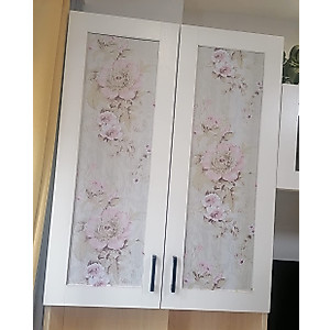 Self Adhesive Vinyl Pink Peony Floral Contact Paper with Wallpaper Smoothing Tool Kit - Decorative Floral Shelf Liner Cabinets Dresser Drawer Furniture Walls Crafts Decor Sticker 17.7"X117"