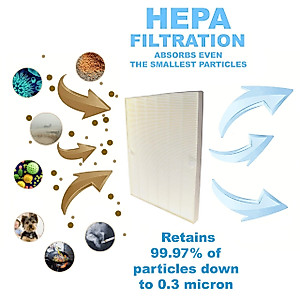 HQRP Air Filter Set (True HEPA + 4 Carbon) compatible with Winix 9000, 9500, 5000, 5000B, WAC9000, WAC5000 Ultimate Pet PlasmaWave, Winix 115115 Size 21 Filter A Replacement