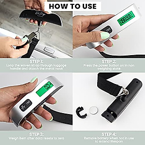 Kat Myhr Digital Luggage Scale - Travel Digital Luggage Weight Scale - Portable Luggage Bag Weight Suitcase Scale - Travel Weight Luggage Scales Suitcase Weighing Scale - Luggage Baggage Weight Scale