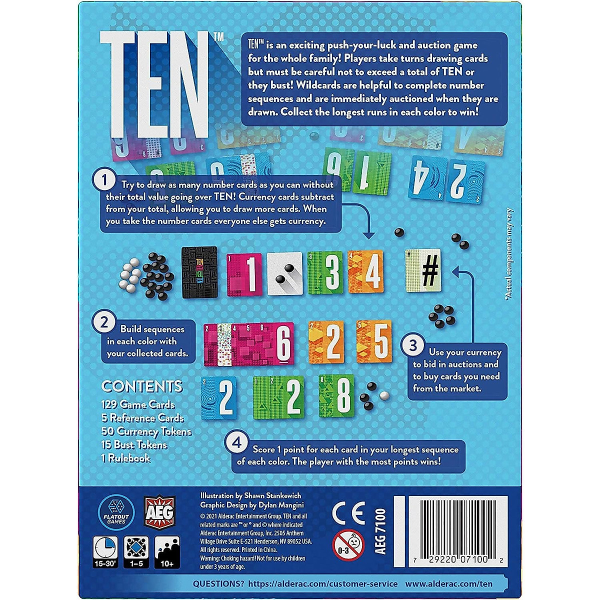 AEG Ten | Push Your Luck Card Game for The Whole Family | from The Creators of Point Salad | Easy to Learn | Quick to Play | 2-6 Players | Ages 10+