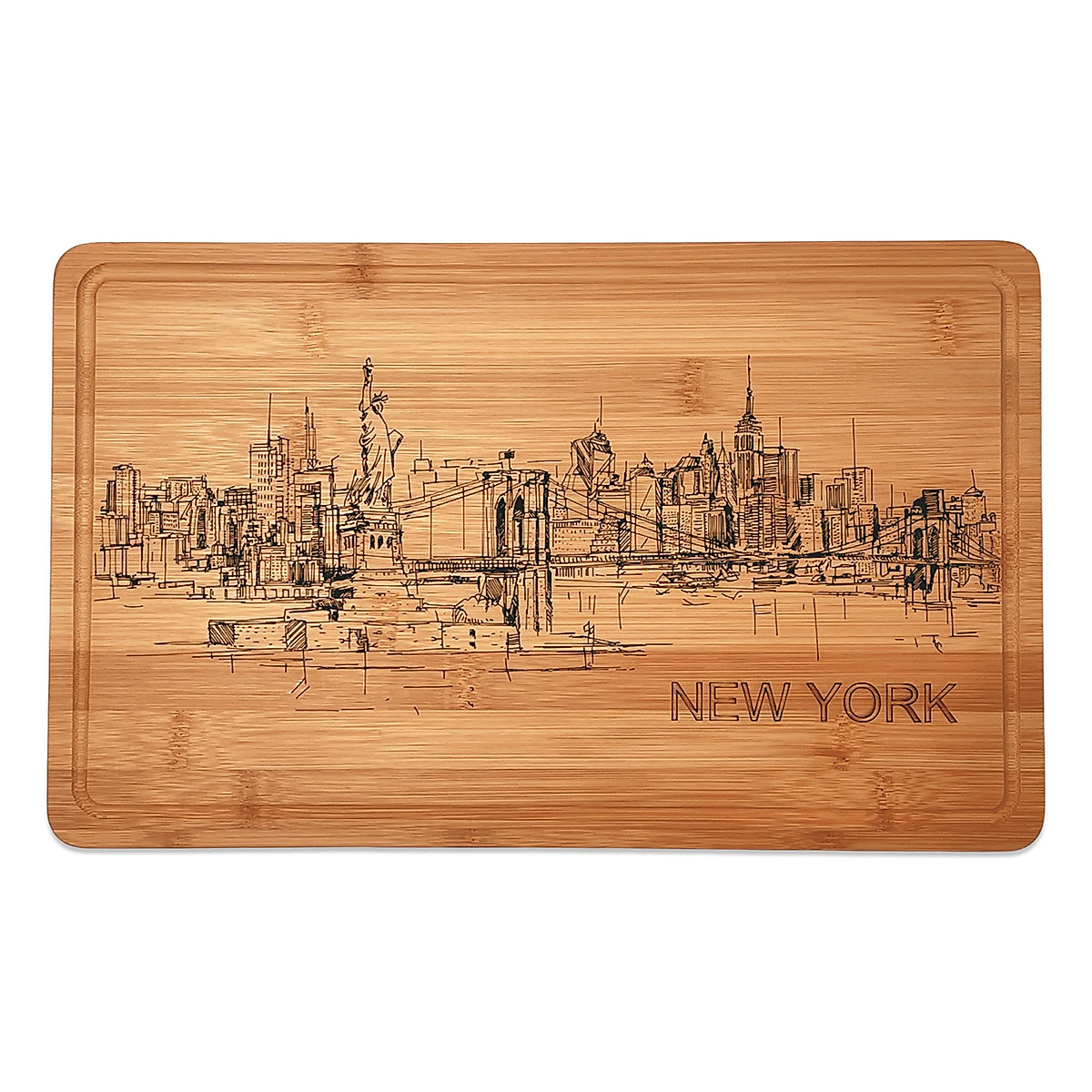 New York City Engraved Cutting Board Bamboo Gift One Size