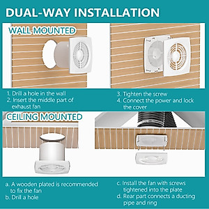 HG Power 6 Inch Exhaust Fan, 6 Inch Extractor Fan with Damper, Garage Ventilation Fan for Home Kitchen Bedroom Office Ceiling & Wall Mount, 150mm, White