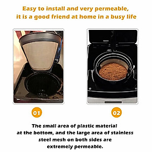 Reusable Coffee Filters, 2 Pack 6-12 Cup Cone Coffee Filters for Ninja CFP Series, Basket Permanent Replacement Coffee Filters with Stainless Steel Mesh fit for Cuisinart Coffee Maker