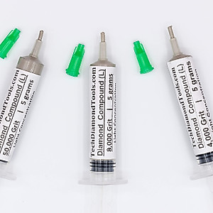 TechDiamondTools Kit of 3 Diamond Polishing Compound Polishing Paste USA Made 4000 8000 50000 Grit for Marble Glass Metal Rock Jewelry Resin Silver Gemstone with 10% of Diamond Powder