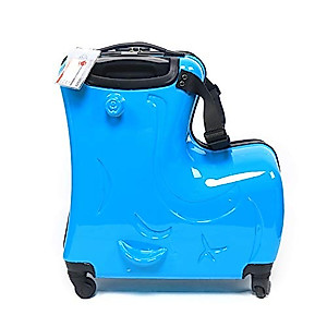 20" Suitcase Children Scooter Wheel Luggage Kid Riding Suitcase Funny Suitcase Luggage Travel Fashionable Appearance Rideable (Blue-20")