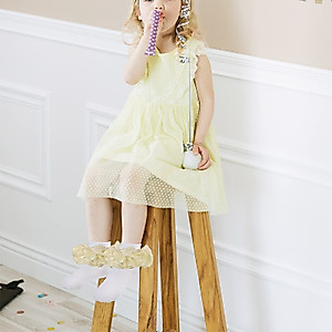 Auranso 3 Pack Girls Lace Ruffle Socks Big Double Frilly Turn Cuff Dress Socks White 18-24 Months