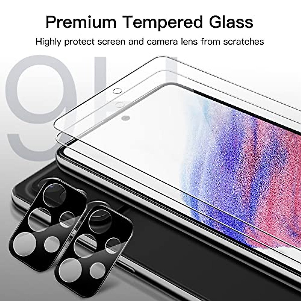 JETech Screen Protector for Samsung Galaxy A53 5G with Camera Lens Protector, Tempered Glass Film, HD Clear, 2-Pack Each