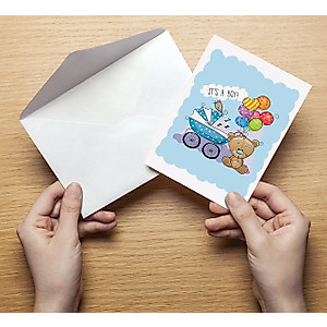 Better Office Products 25 Pack New Baby Congratulations Cards with Envelopes, Baby Shower Cards, Bulk Set, 4 x 6 Inch, 6 Cover Designs, New Baby Girl and Boy Cards, Blank Inside