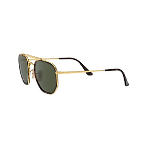 Ray-Ban RB3648M The Marshal II Hexagonal Sunglasses, Gold/G-15 Green, 52 mm