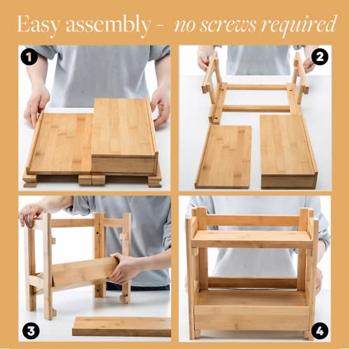 GOBAM Bathroom Counter Organizer Shelf Cosmetic and Vanity Perfume Organizer Shelf with Drawer, Easily Assembled Suitable for Mom or Wife, Bamboo