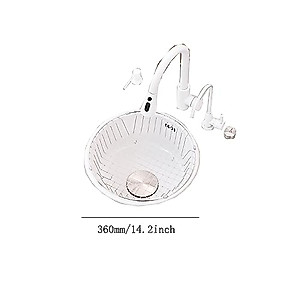 Small Round Kitchen Sink, Bar Single Sink,304 Stainless Steel Single Bowl,Balcony Sink,with Drain Basket, Pull the Faucet