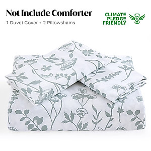 CozyQQ Cotton Duvet Cover King - 100% Cotton 400TC Soft Lightweight Summer King Duvet Cover Set, 3 PCS Floral Bedding Set, 1 King Duvet Cover & 2 Pillow Shams (104"x90", No Comforter)