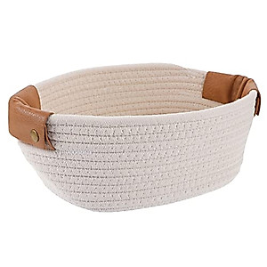 USHOBE Cotton Rope Storage Basket Blanket Baskets Baby Basket Kids Basket Nursery Clothes Basket Nursery Storage Baskets Woven Baskets for Storage Nursery Basket Desktop Basket White