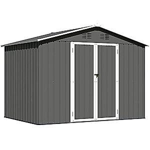 Outdoor Storage Sheds 8 x 6 FT Lockable Metal Garden Shed Steel Anti-Corrosion Storage House with Double Lockable Door for Backyard Outdoor Patio