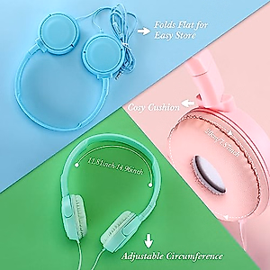 Kanayu 20 Pcs Classroom Headphones Bulk On Ear 3.5mm Wired Headphones for School Macaron Kids Wired Headphones Bulk Adjustable Multi Color Headphones for Kids Adults School Library Computers, 5 Colors