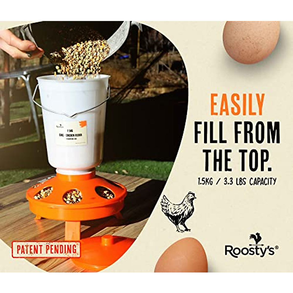 Roosty's Chick Feeder and Waterer Kit, Chicken Feeder and Waterer Set, 1.5kg Poultry Feeder and 1.5L Chick Waterer - Baby Chick Feeder, Baby Chick Waterer, Chicken Starter Kit, Baby Chicken Supplies