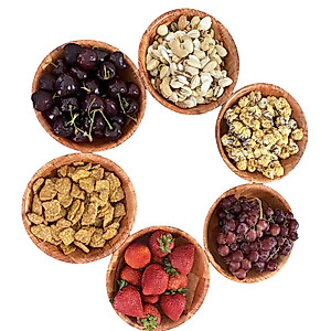 Wooden woven salad bowl, set of 18 Snack bowls 6" inch, Party size 18 pc, Fruit bowl by Grace natural wood bowl, Premium quality, All Natural