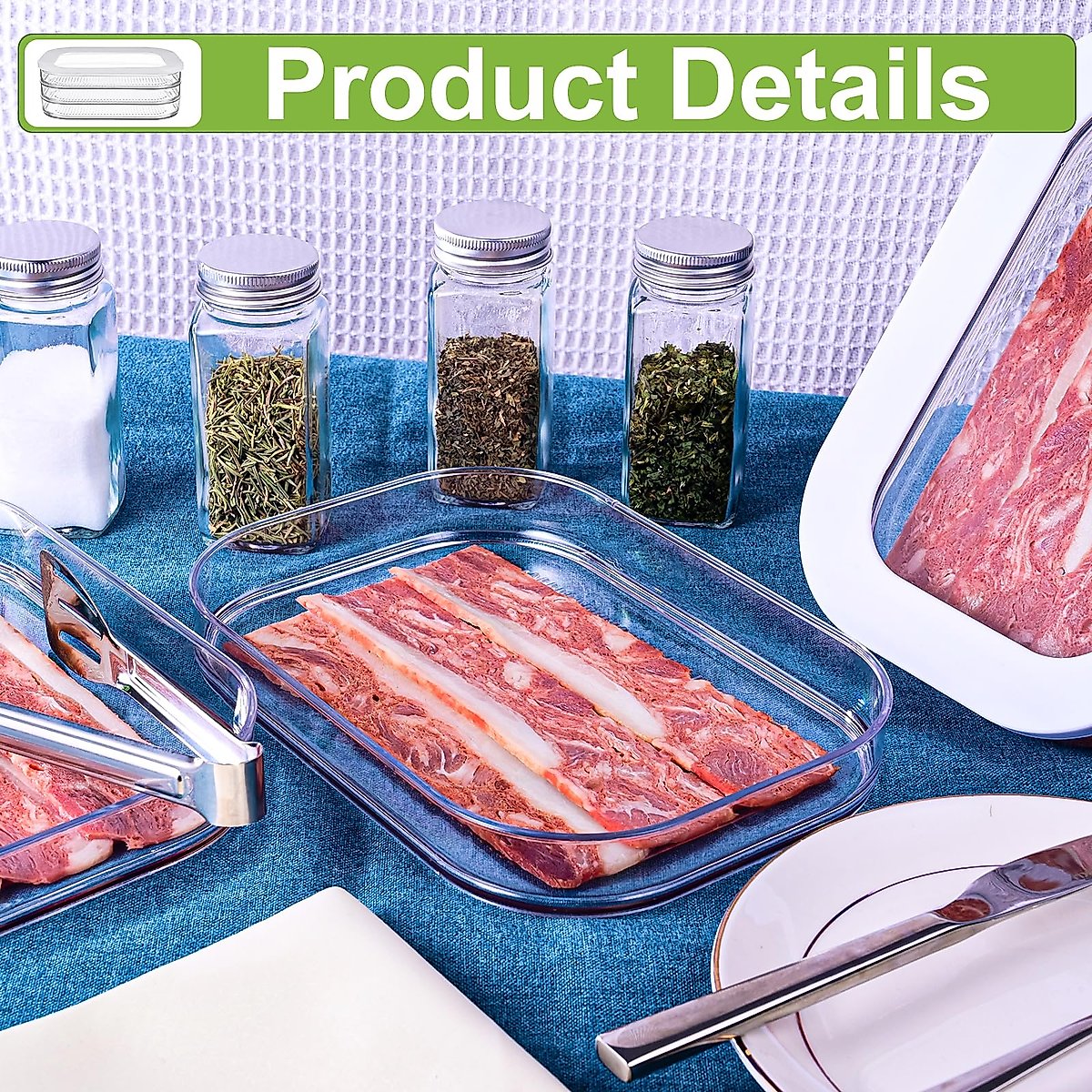 JolliKids 2 Pack Deli Meat Container for Fridge, Organizer Bacon Containers for Refrigerator, Stackable Food Storage Boxes with Lids and Food Tongs for Lunchmeat, Cold Cuts, Salami, BPA Free