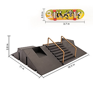 Fingerboard Skatepark Park Ramp Toys Skate Park Kit Ramp Parts for Finger Skateboard Ultimate Parks Training Props With 6 Finger Deck and 3 Finger Skateboard Fun Finger Skate Toys for Kids & Adults