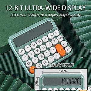 Standard Calculator 12 Digit,Desktop Large Display and Buttons,Calculator with Large LCD Display for Office,School, Home & Business Use,Automatic Sleep,with Battery.6 * 5.15in (Green)