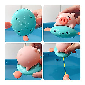 BARTIDO Baby Bath Toys, Kids Bath Toys for Toddlers 1-3, Mold Free Wind Up Pull & Go Pool Swimming Animals Fish& Pig Whale Water Spray Bathtub Squirter Toys for Kids Toddlers Boys Girls Age 2-4