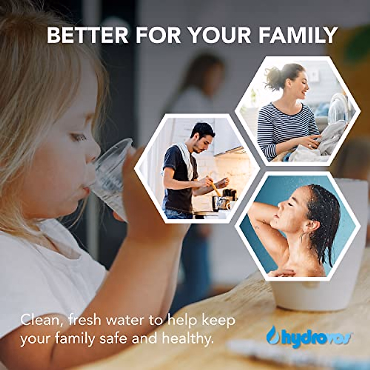 HYDROVOS 25-Micron 10" x 2.5" Whole House Water Filter, NSF 42 Certified Universal Fit 10 Inch Sediment Filter Replacement Cartridge for Standard RO Unit and Home Water Filtration Housing, 4 Packs