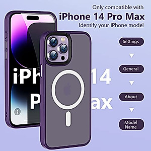 [2 in 1] Magnetic Case Designed for iPhone 14 Pro Max 6.7'', [Purple Mag Safe Charger Include] Compatible with MagSafe, Military-Grade Drop Protection Slim Phone Case, Deep Purple