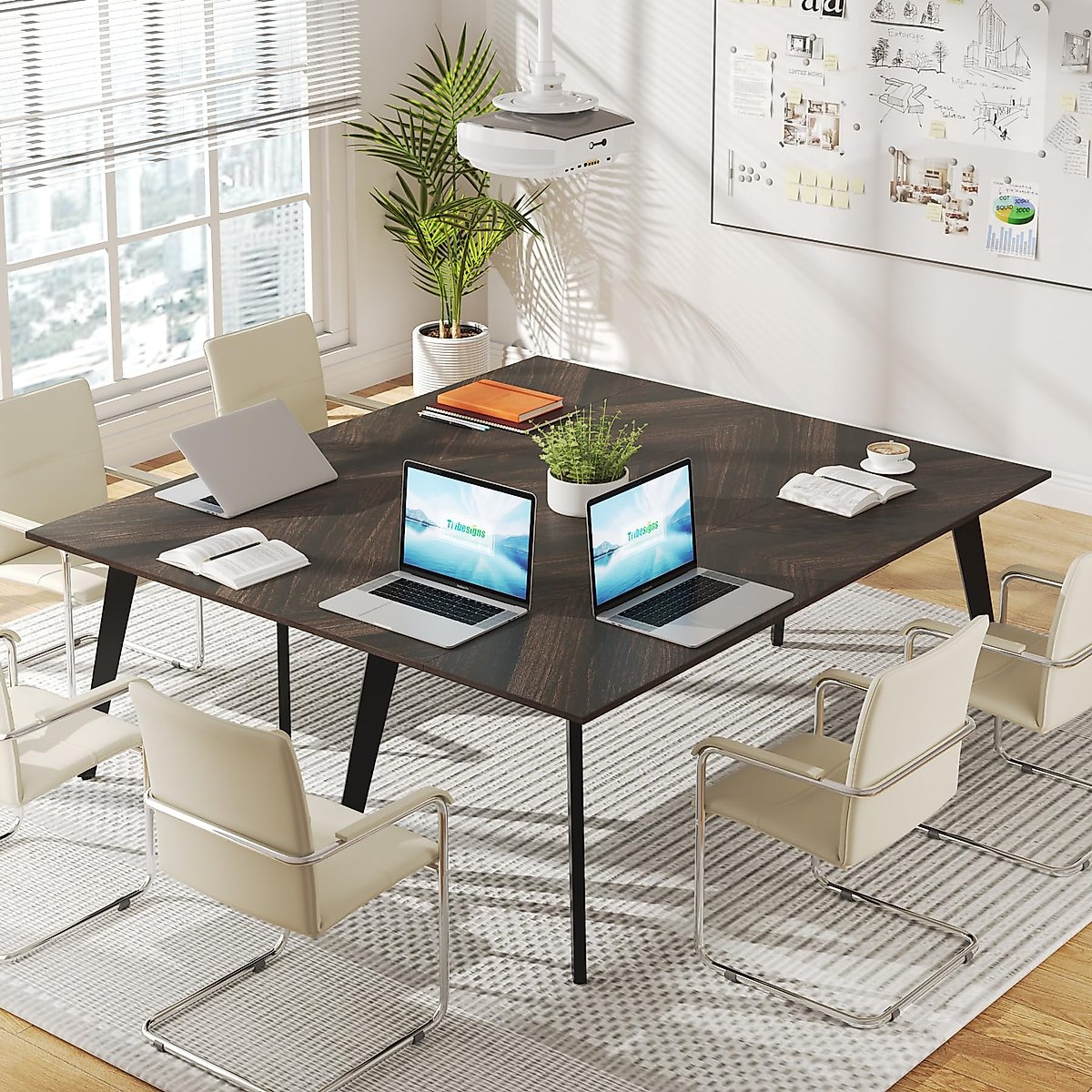 Tribesigns 6FT Conference Table, 70.2”W X 30.9”D Rectangular Meeting Room Table Seminar Table, Large Computer Desk for Home Office (Walnut)