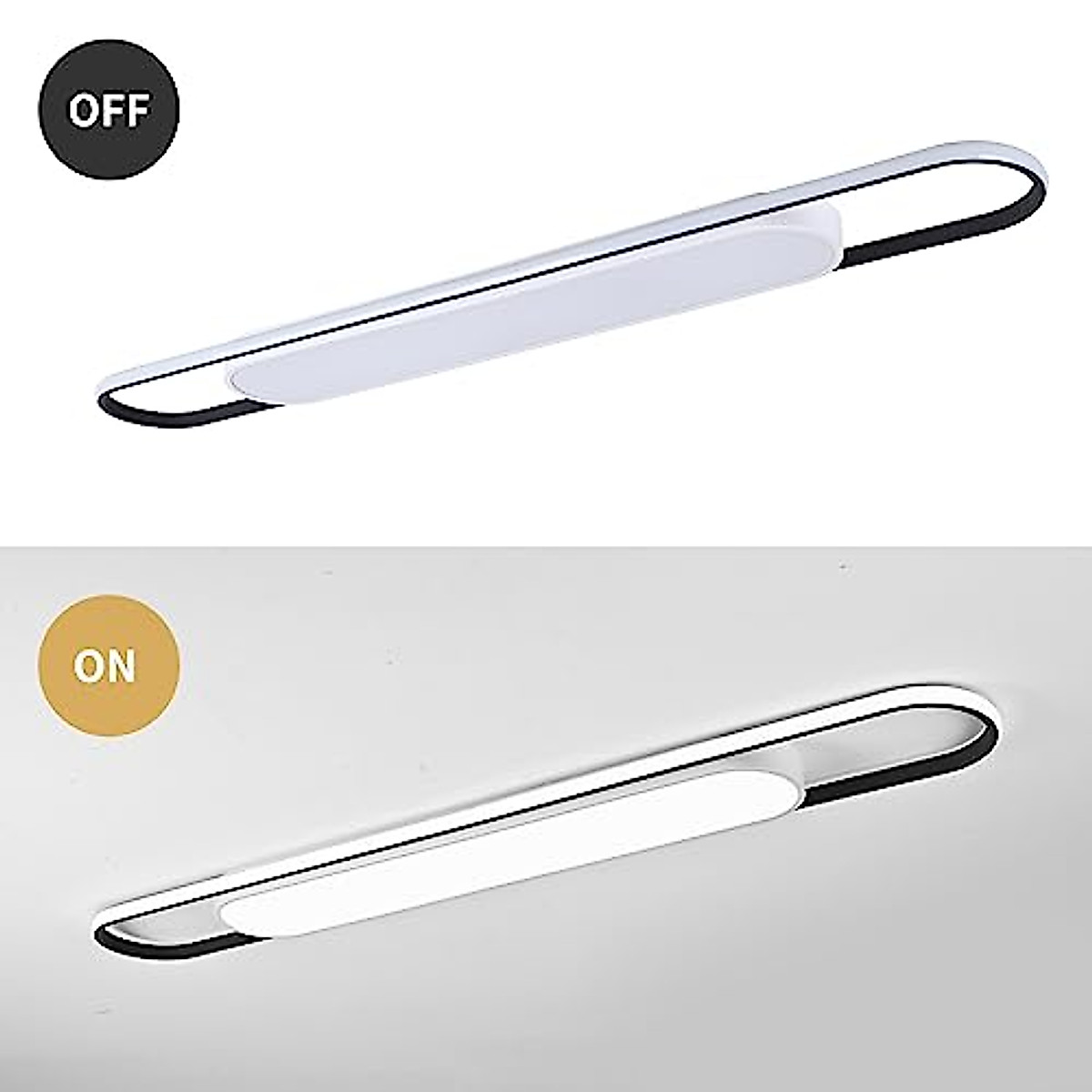 Naroume Modern LED Ceiling Light,47.8'' Flush Mount Lamp,98W Metal Chandelier Lighting Fixture for Living Room Bedroom Dining Office Hallway Aisle (White Light) (NRM-Light 02-WH-BK-120)